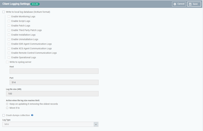 Logging Settings, Log Management, Event Log Management | Security Manager, Endpoint Manager ...